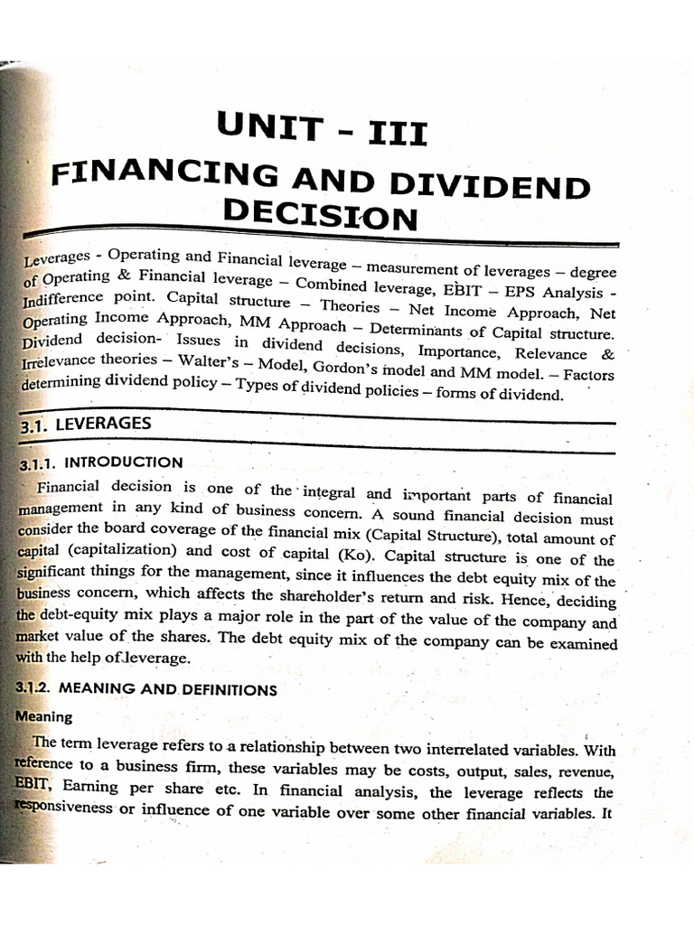 Unit 3 Financial Management | PDF