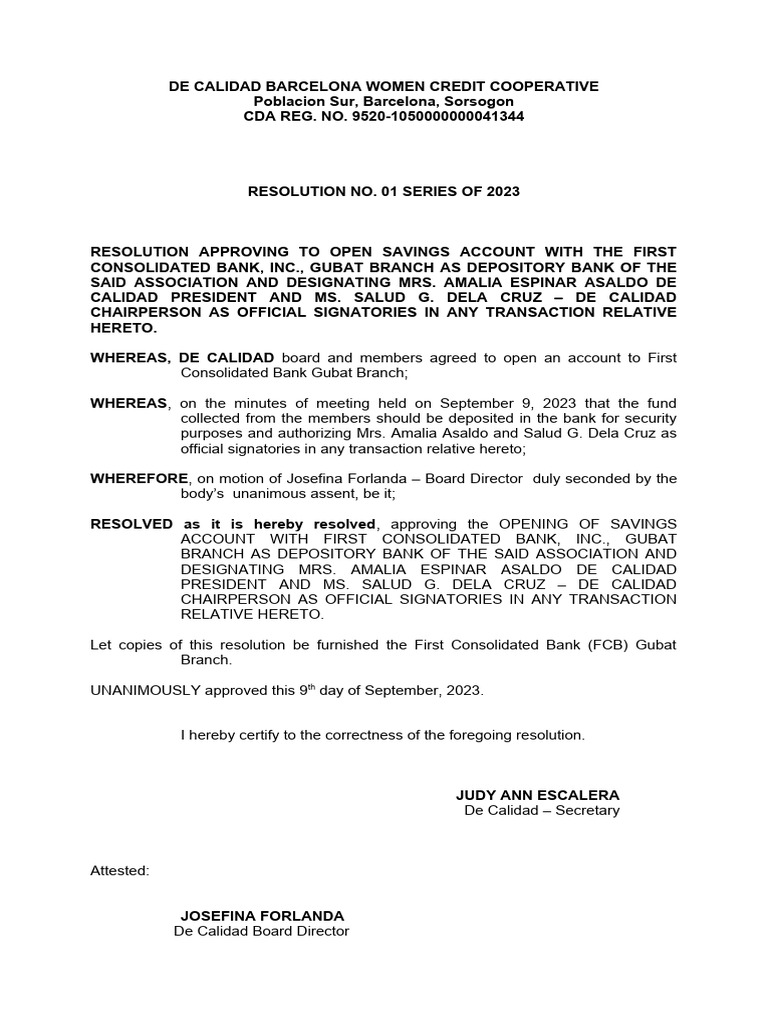 De Calidad Barcelona Women Credit Cooperative Resolution | PDF | Law