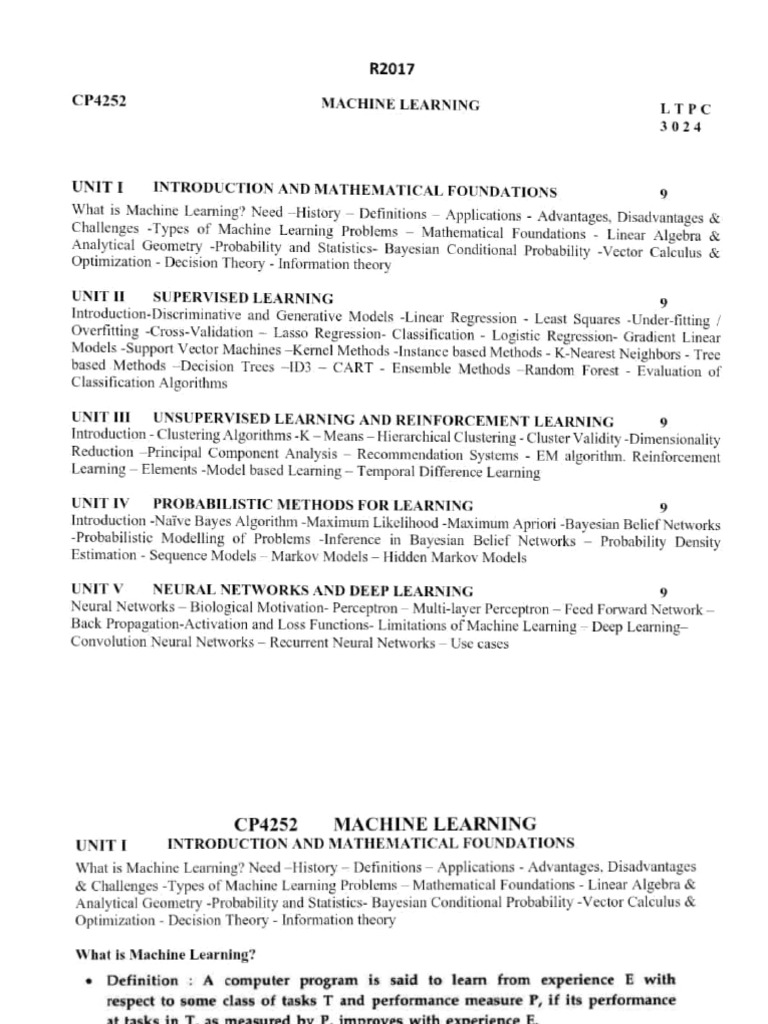 Machine Learning All Unit Notes | PDF Machine Learning All Unit Notes | PDF