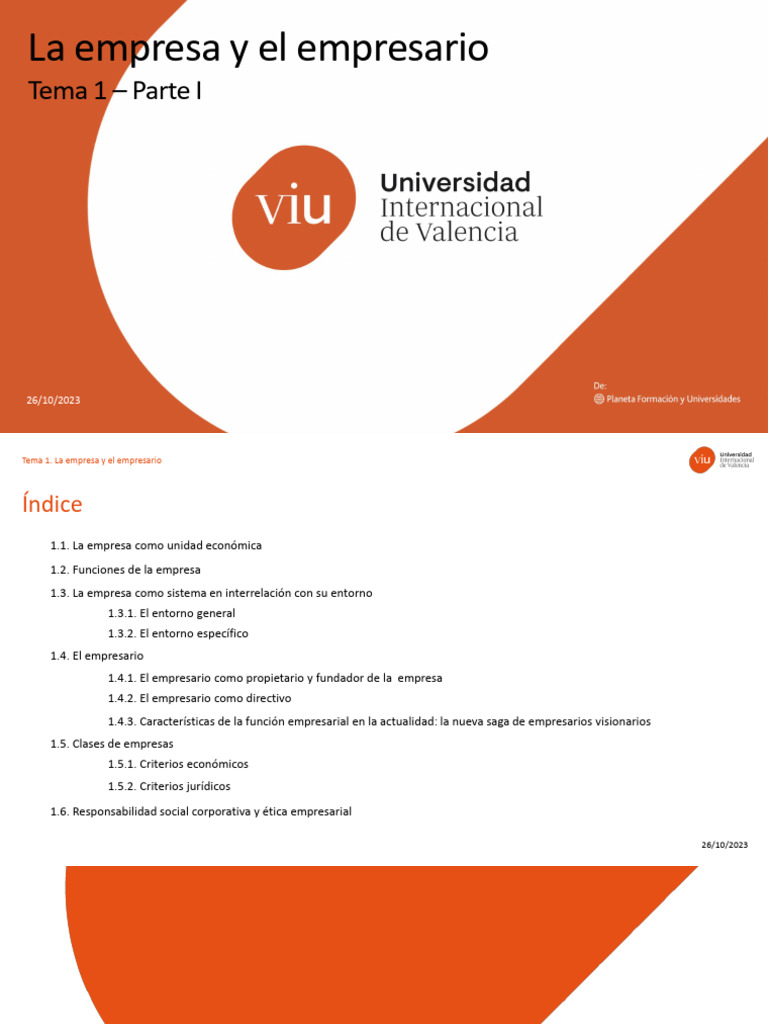 Tema 1. La Empresa y El Empresario (I) | PDF | Iniciativa empresarial | Business