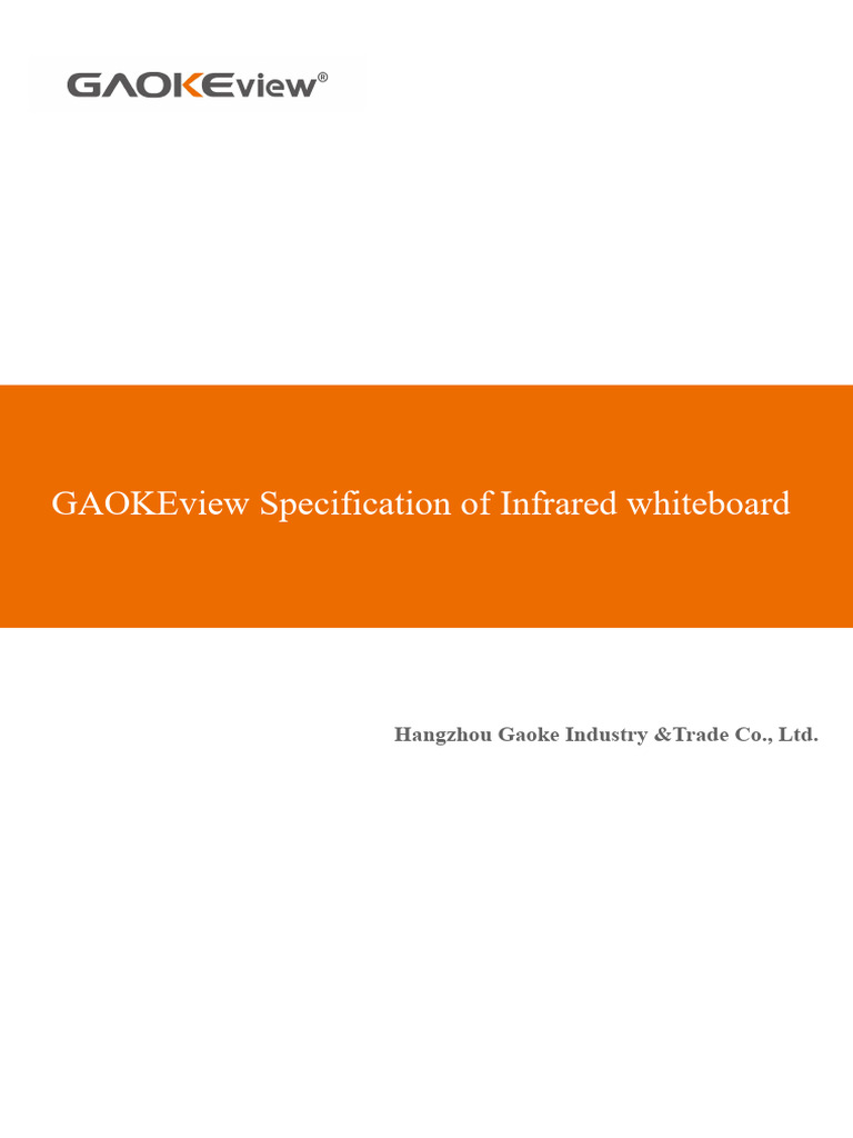 (Infrared whiteboard)GAOKEview specification of Infrared whiteboard (1 ...