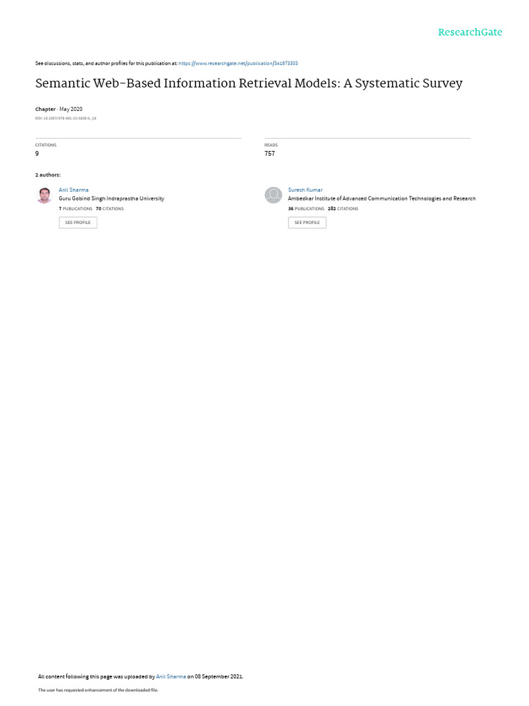 Semantic Web Information Retrieval Survey | PDF | Information Retrieval | Ontology (Information ...