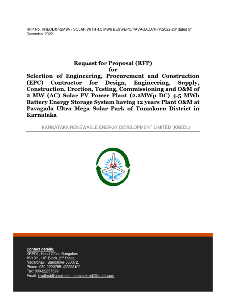 RFP For 2MW Solar With BESS Document | PDF | Electrical Substation | Photovoltaic System