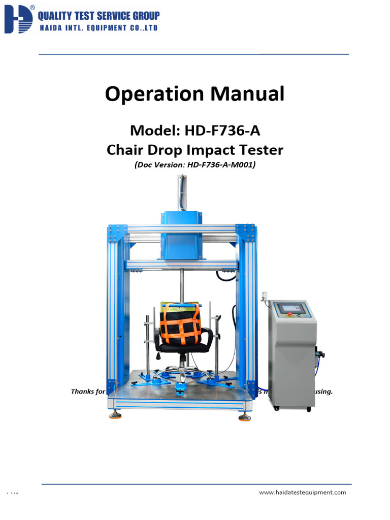 Operation Manual: Model: HD-F736-A Chair Drop Impact Tester | PDF ...