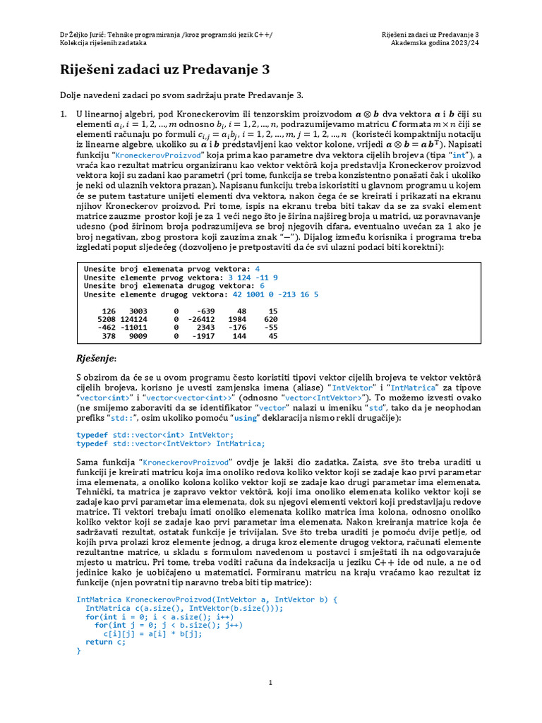 (TP 2023-24) Riješeni Zadaci Uz Predavanje 3 | PDF