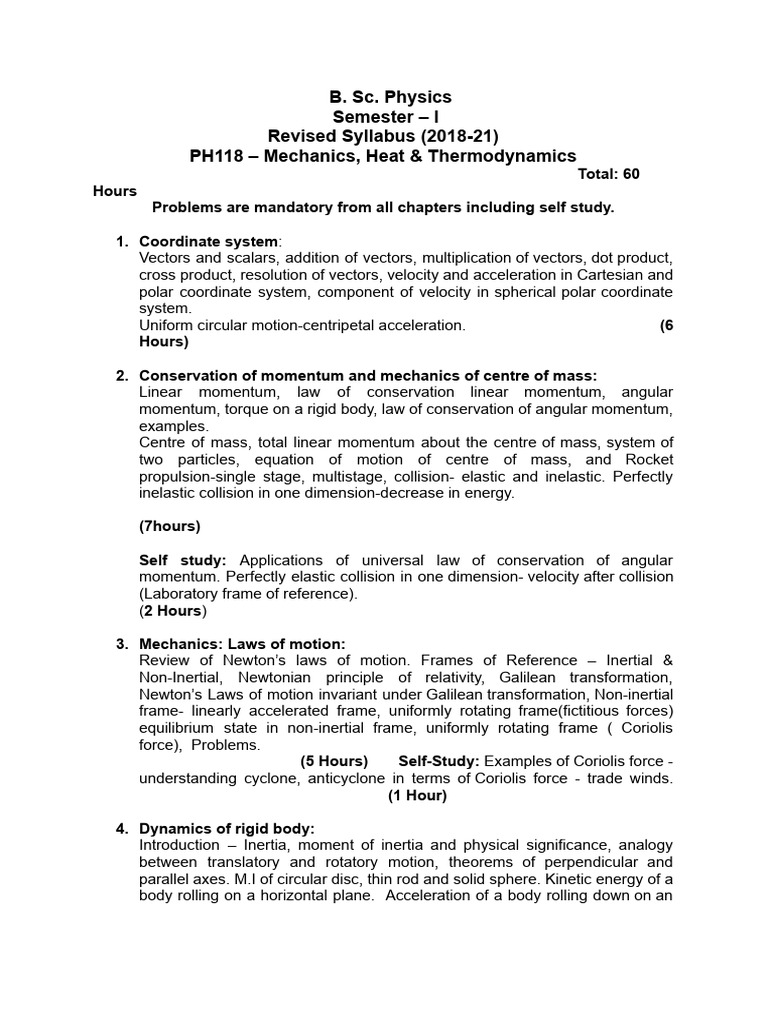 Physics Syllabus Pdf Astronomy Momentum