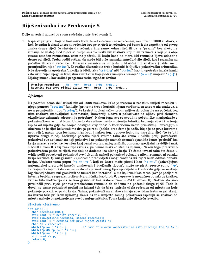 (TP 2023-24) Riješeni Zadaci Uz Predavanje 5 | PDF