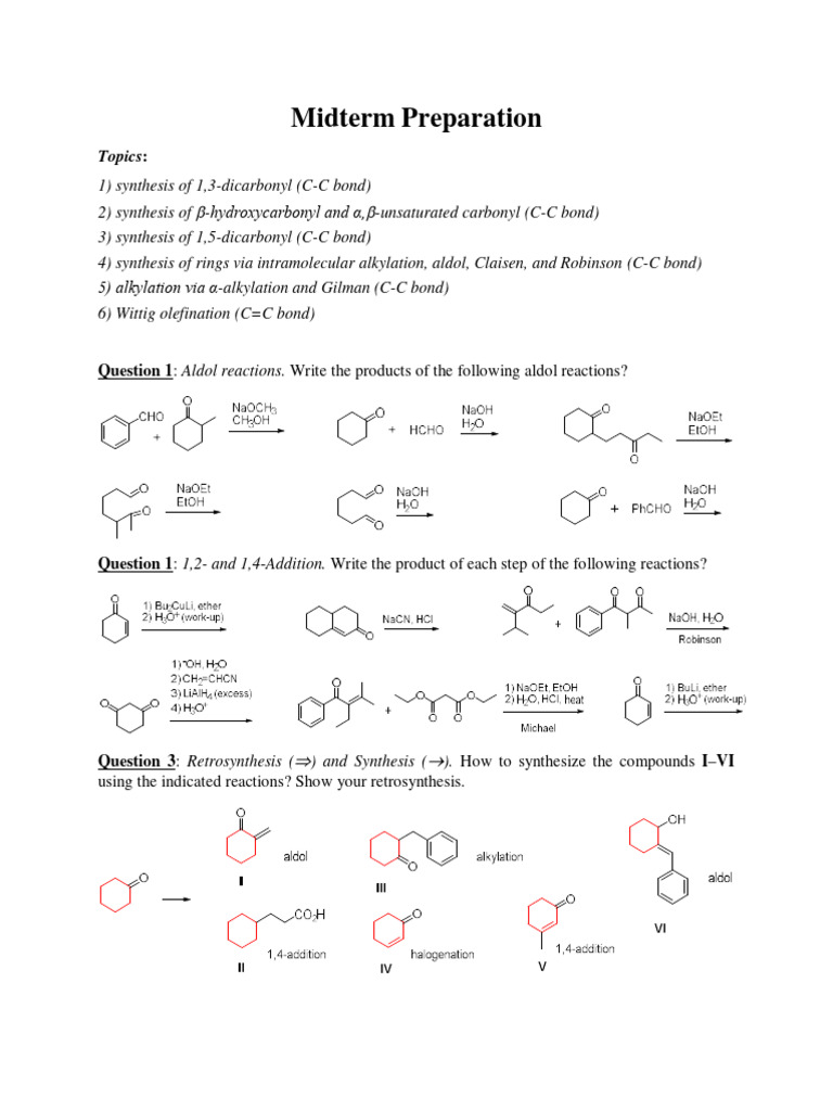 Organic Chemistry Midterm Guide | PDF | Science & Mathematics