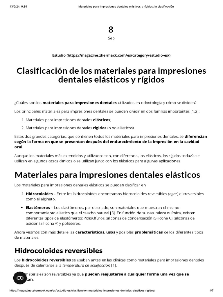 Materiales para Impresiones Dentales Elásticos y Rígidos - La ...