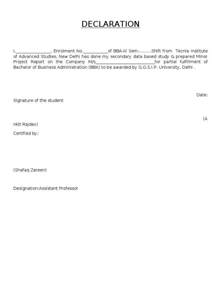 Declaration | PDF | Equity (Finance) | Dividend