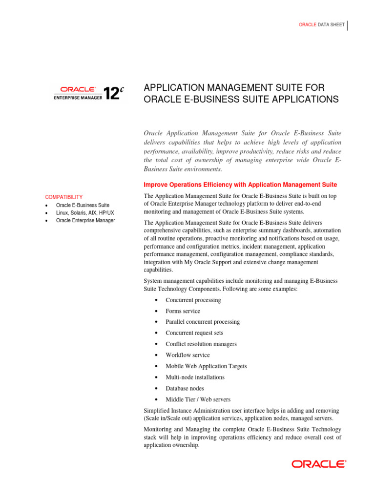 Ds Apps MGMT Suite Ebs 166218 | PDF | Oracle Corporation | Regulatory ...