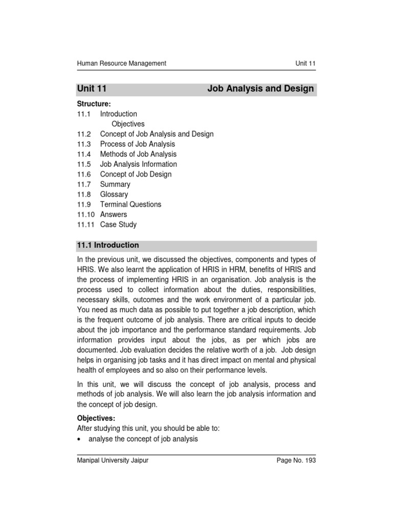 Job Analysis and Design Overview | PDF | Information | Employment