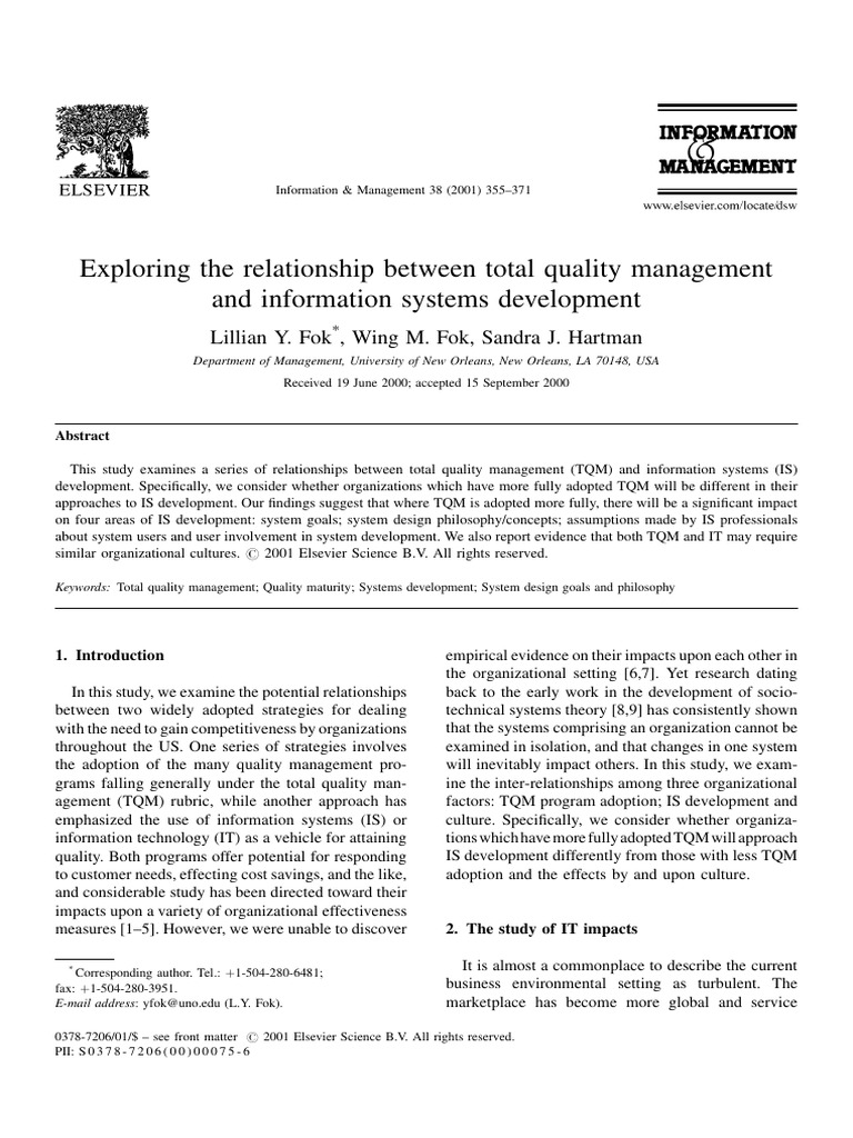 Exploring The Relationship Between Total Quality Management and ...