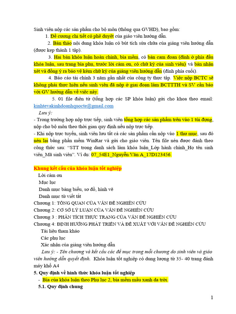 Hình Thức KLTN | PDF