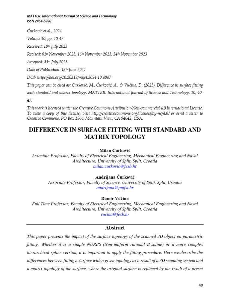 Difference in Surface Fitting With Standard and Matrix Topology | PDF | Computer Aided Design ...