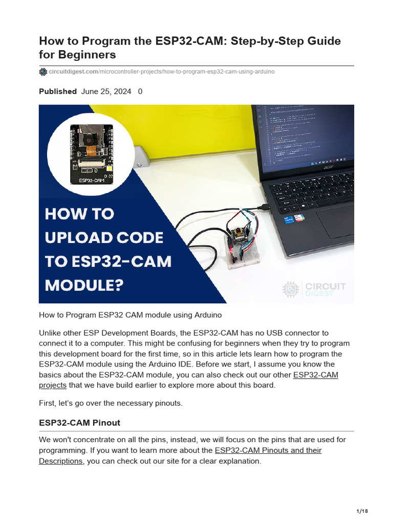 How To Program The ESP32-CAM Step-by-Step Guide For Beginners | PDF | Booting | Usb