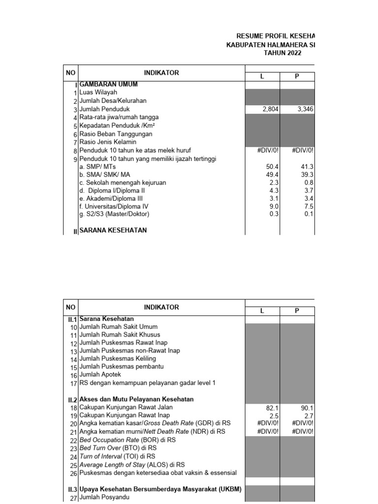 Tabel Lampiran Profil Pkm Kayoa 2022 | PDF