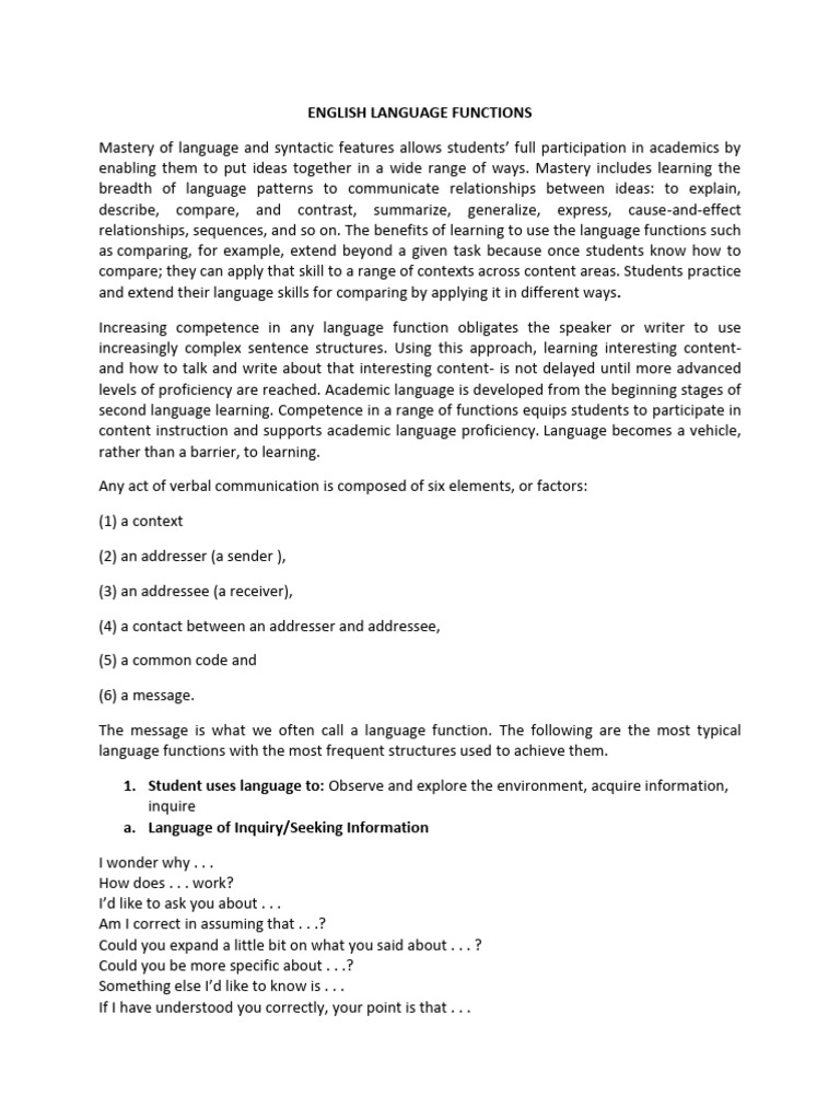 Language Function | PDF | Communication | Cognition