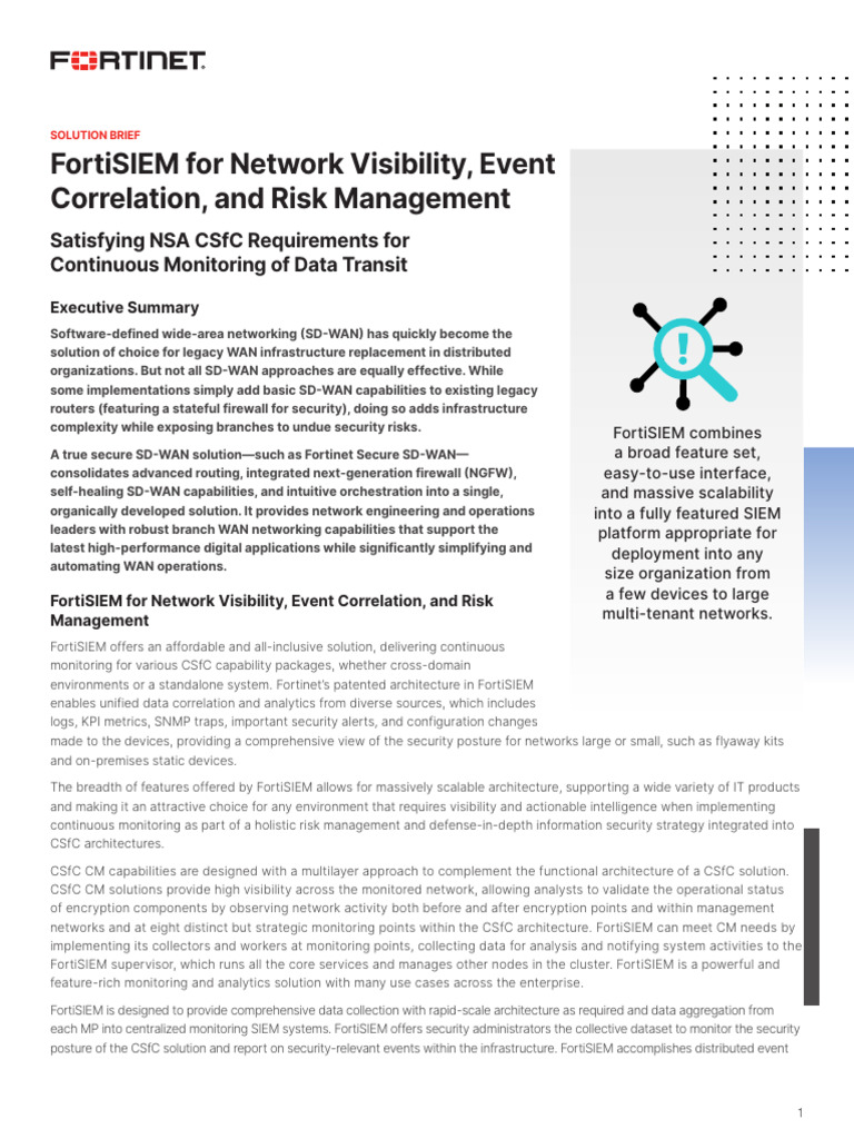 FortiSIEM For Network Visibility Event Correlation and Risk Management SB | PDF | Scalability ...