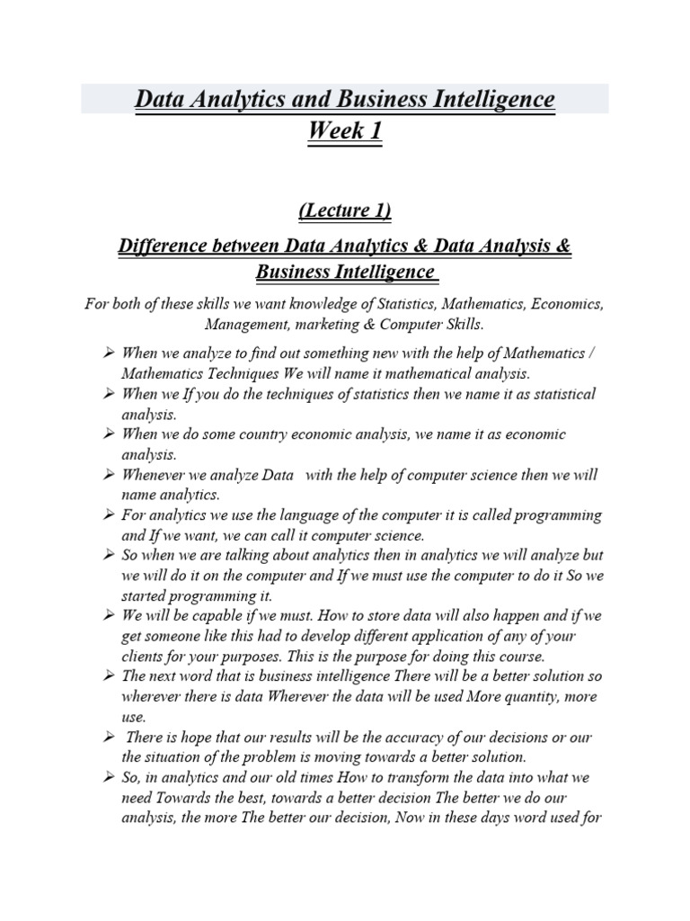 Data Analytics and Business Intelligence | Download Free PDF | Data ...
