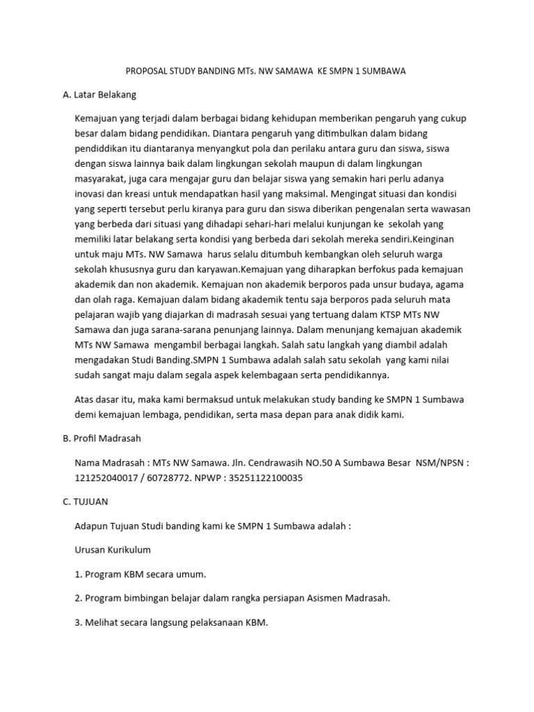 PROPOSAL STUDY BANDING MTs | PDF