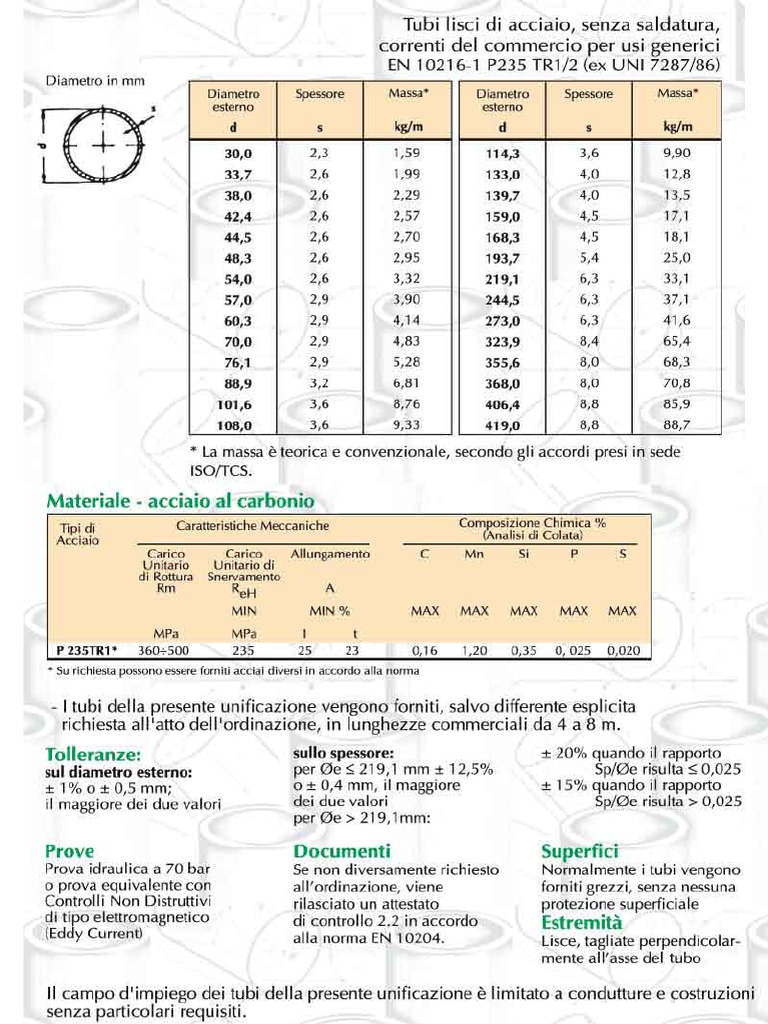 Scheda Tecnica Tubi Bollitori Pessina Tubi | PDF