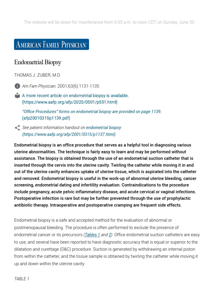 Endometrial Biopsy _ AAFP | PDF | Medical Specialties | Clinical Medicine