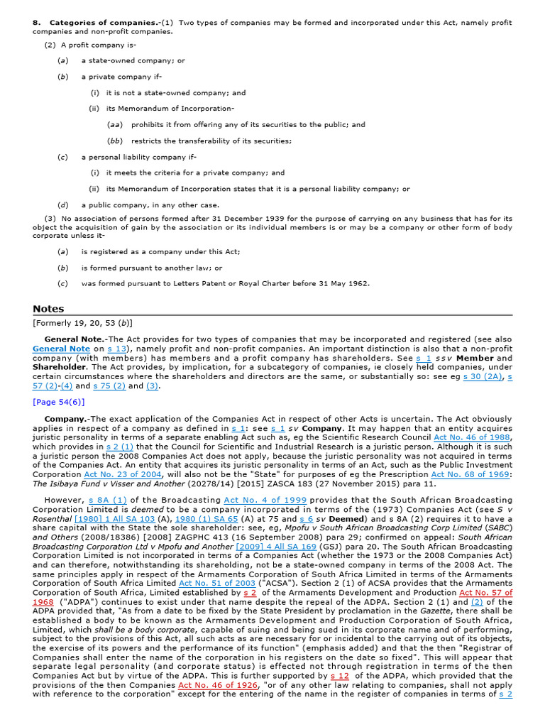 8.Â Â Â Categories of Companies.â (1) Â Â Two Types of Companies May Be ...