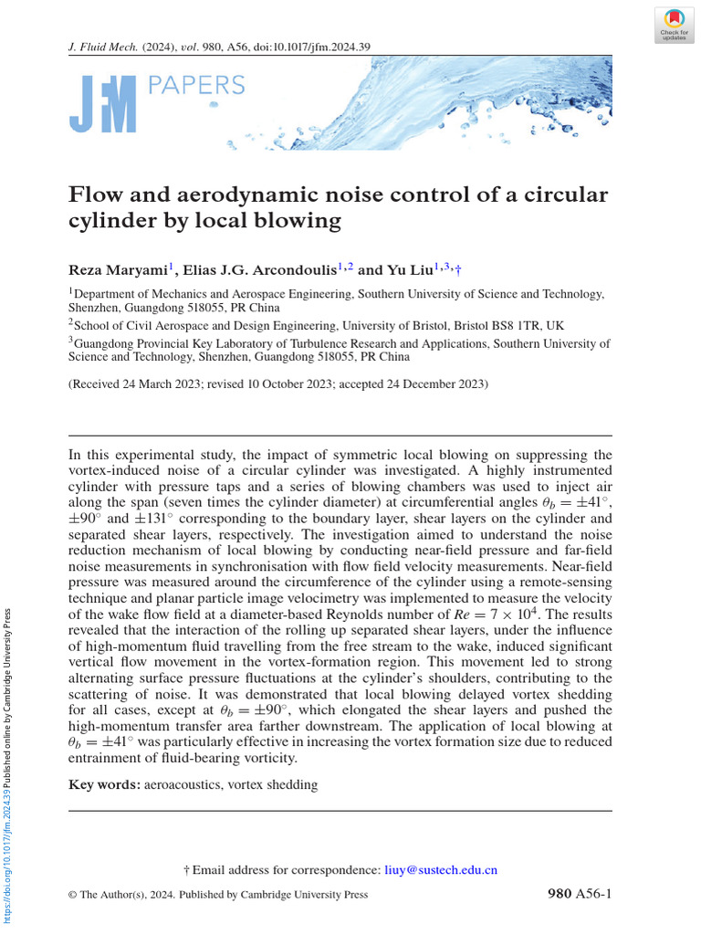 Flow and Aerodynamic Noise Control of A Circular Cylinder by Local ...
