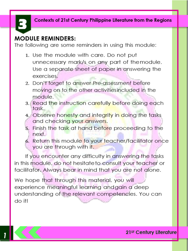 21st MODULE3 (No Activities) | PDF | Reading Comprehension | Cognitive Science