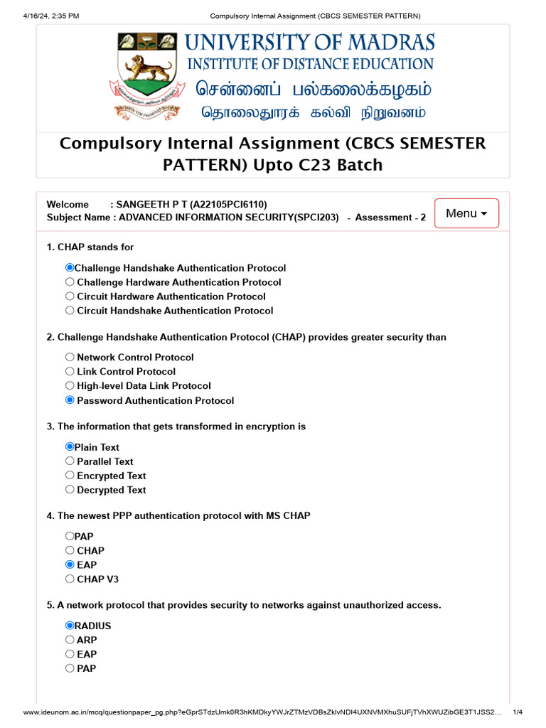 Compulsory Internal Assignment (ADVANCED INFORMATION SECURITY 2) | PDF | Cryptography | Radius