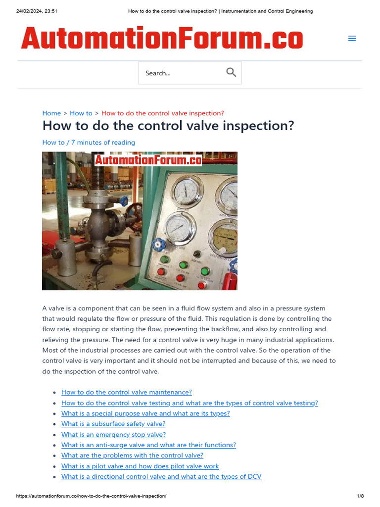 How To Do The Control Valve Inspection - Instrumentation and Control ...
