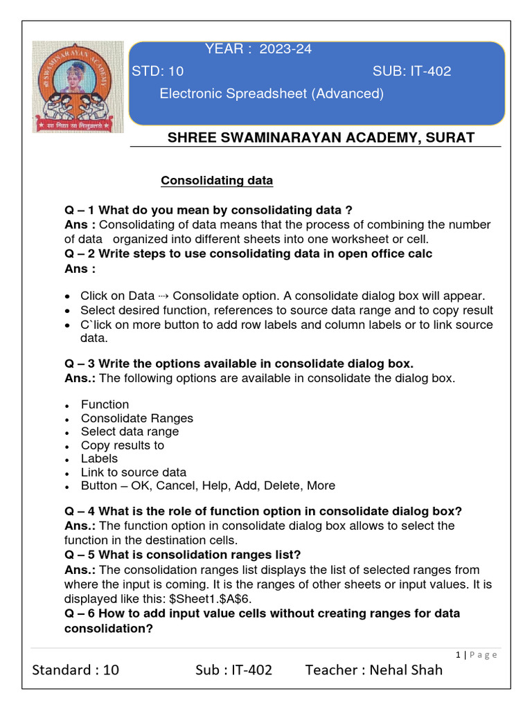 Unit2 Electronic Spreadsheet Advanced | PDF | Spreadsheet | Hyperlink