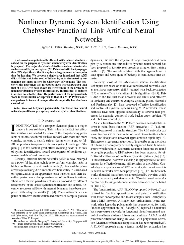 13-Nonlinear Dynamic System Identification Using Chebyshev Functional ... 13-Nonlinear Dynamic System Identification Using Chebyshev Functional ...