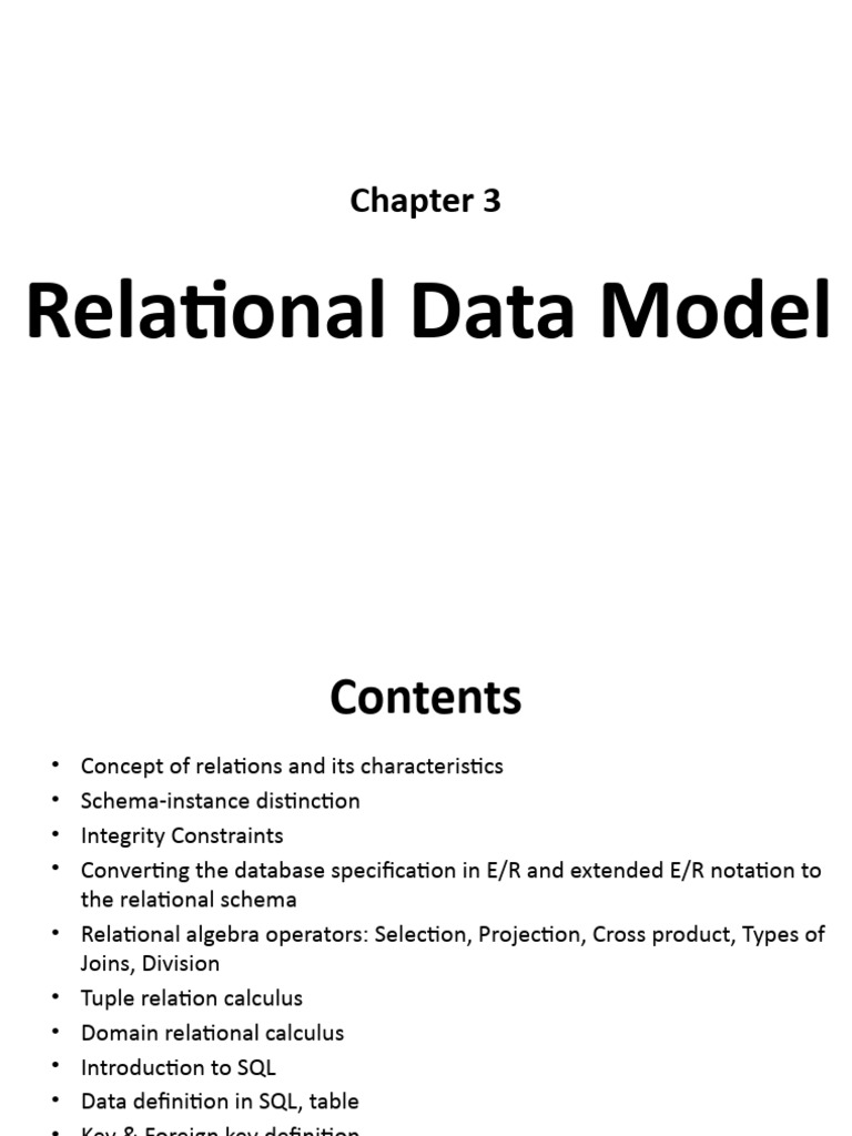 Chapter 3 - RELATIONAL DATA MODEL - Initial - Version1 | PDF | Relational Database | Relational ...