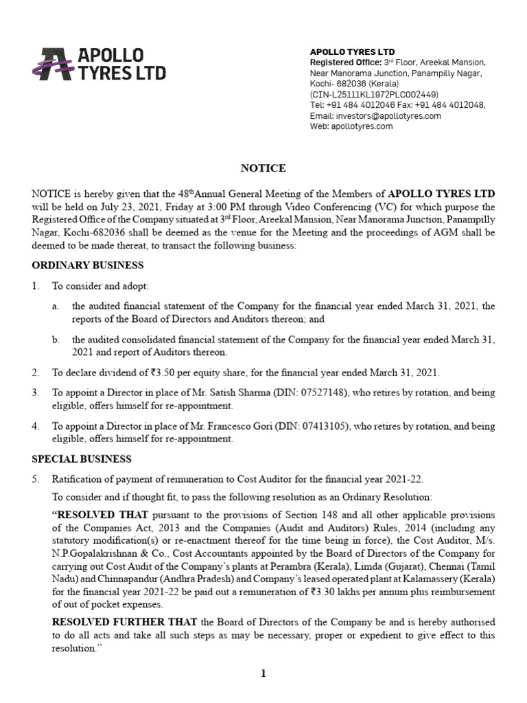 Notice: Ordinary Business | PDF | Electronic Voting | Password