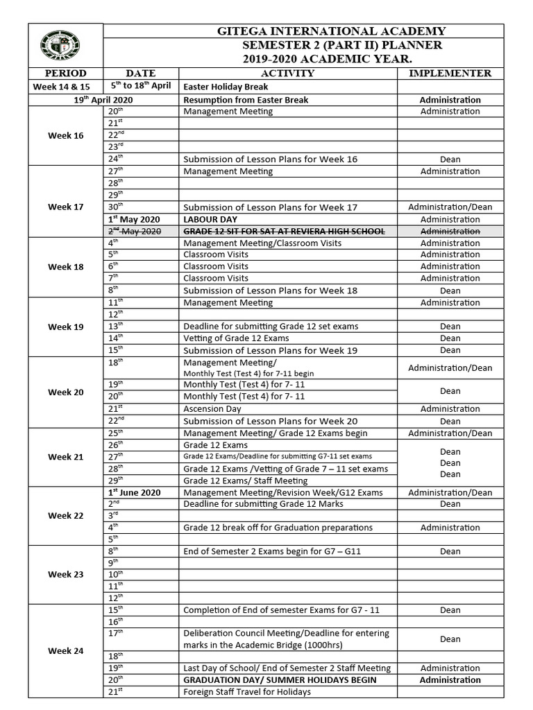 Semester 2B Planner | PDF | Academic Term Semester 2B Planner | PDF | Academic Term