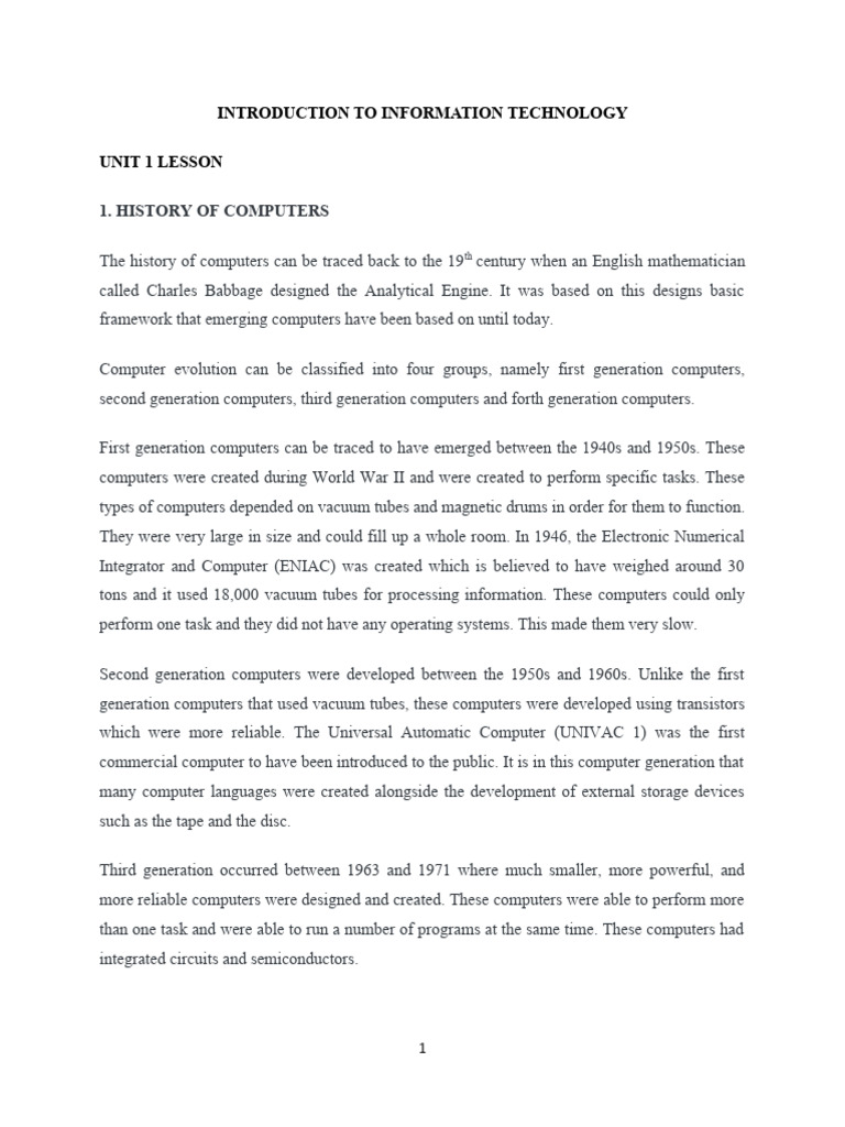 Introduction To Information Technology | PDF | Random Access Memory ...