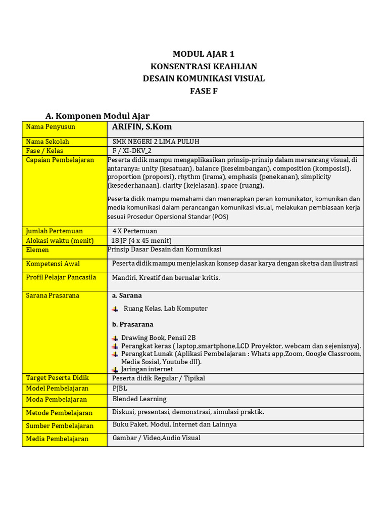 Modul Ajar Desain Komunikasi Visual | PDF | Karier & Perkembangan