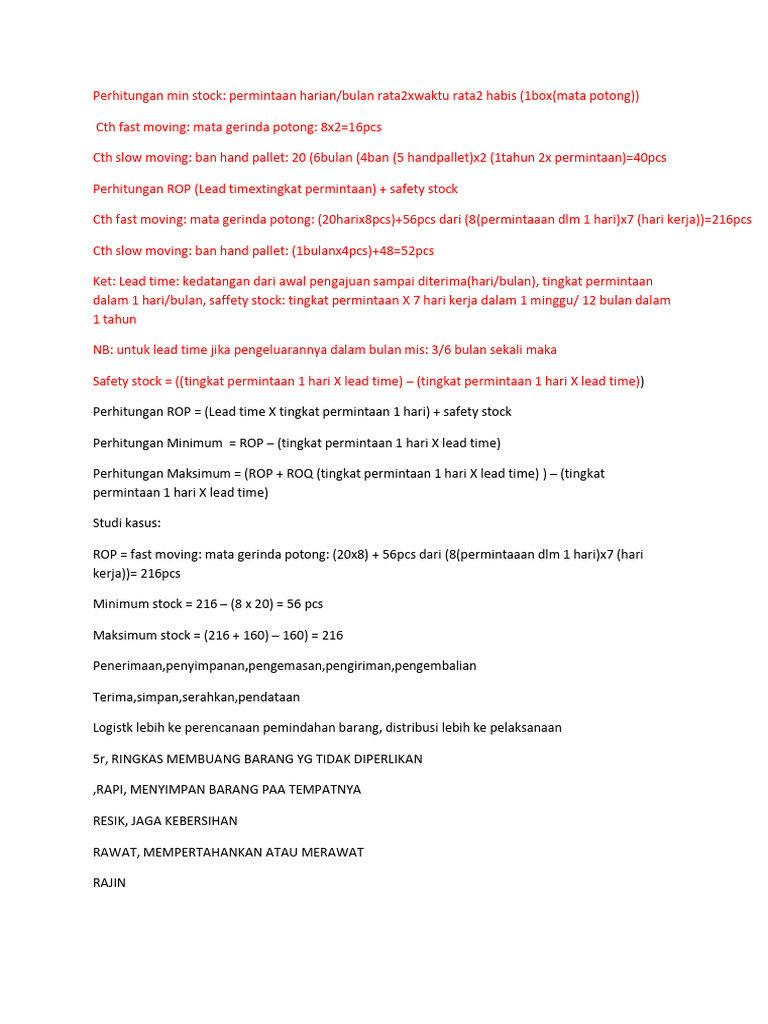 Perhitungan Min Atau Rop | PDF