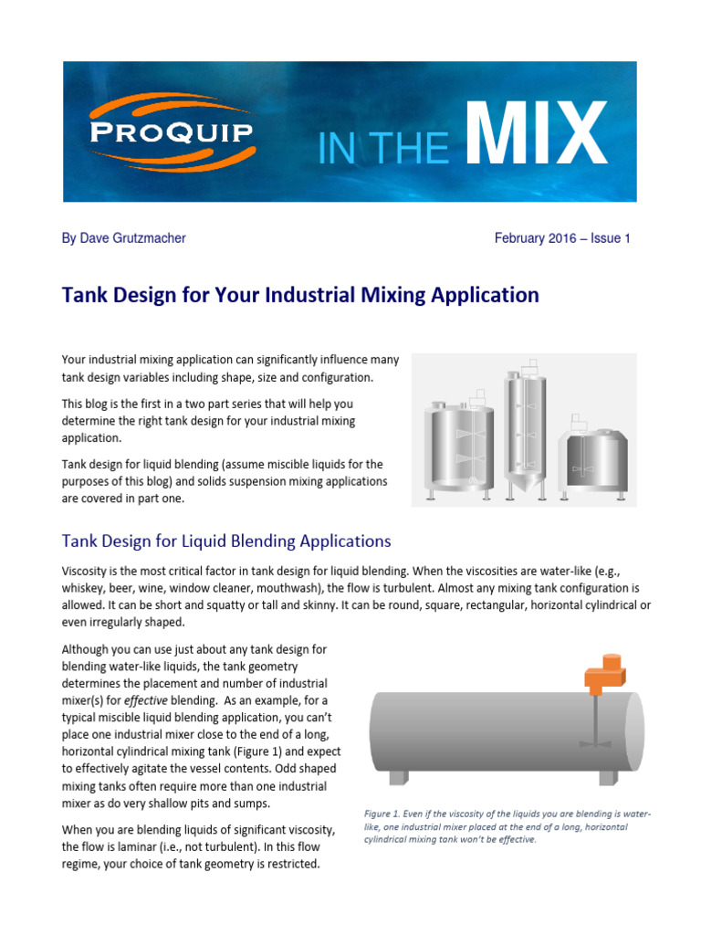In The Mix Tank Design For Industrial Mixing Applications Part 1 | PDF ...