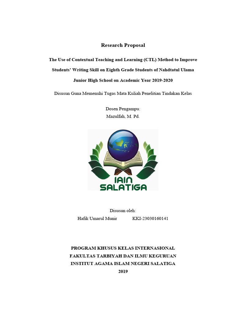 Proposal Penelitian Bahasa Inggris | PDF | Verb | Idea