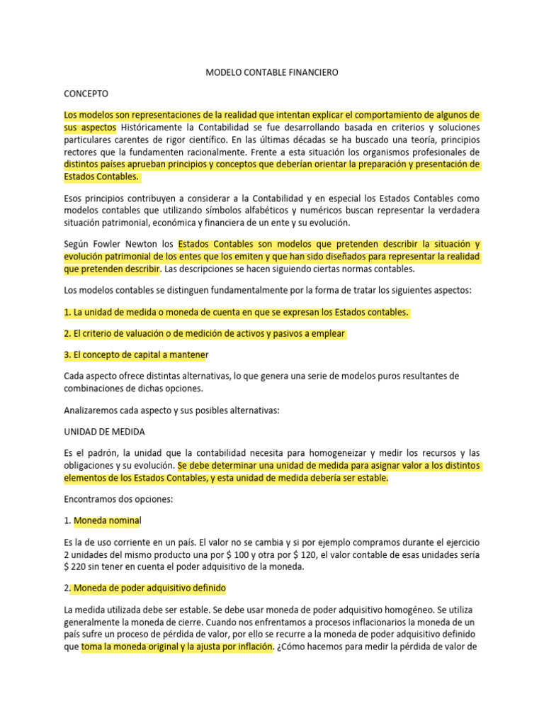 Modelo Contable Financiero | PDF | Contabilidad | Capital (economía)