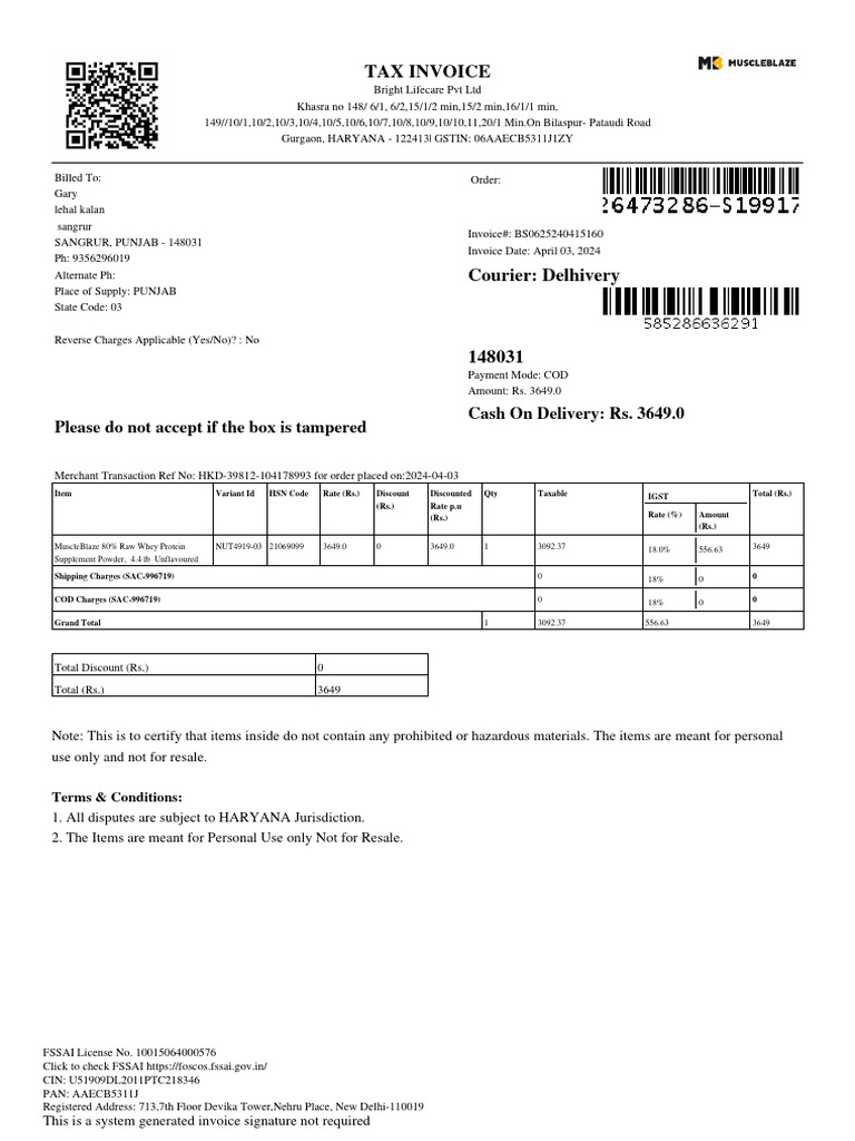 MB Invoice | PDF | Taxes | Taxation