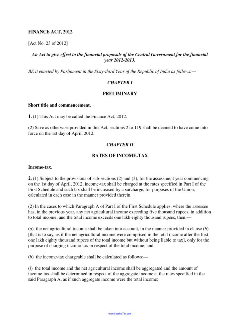 Finance Act | PDF | Income Tax | Taxes