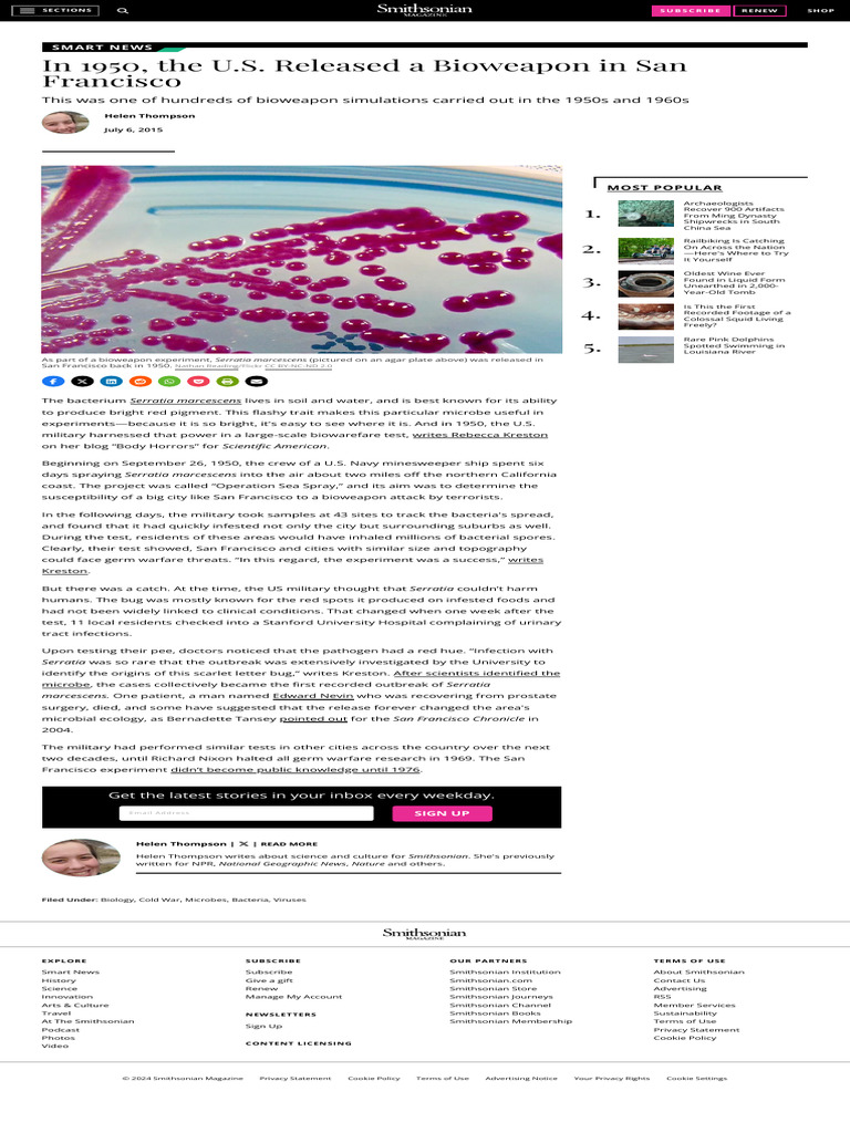 In 1950, The U.S. Released A Bioweapon in San Francisco - Smithsonian ...