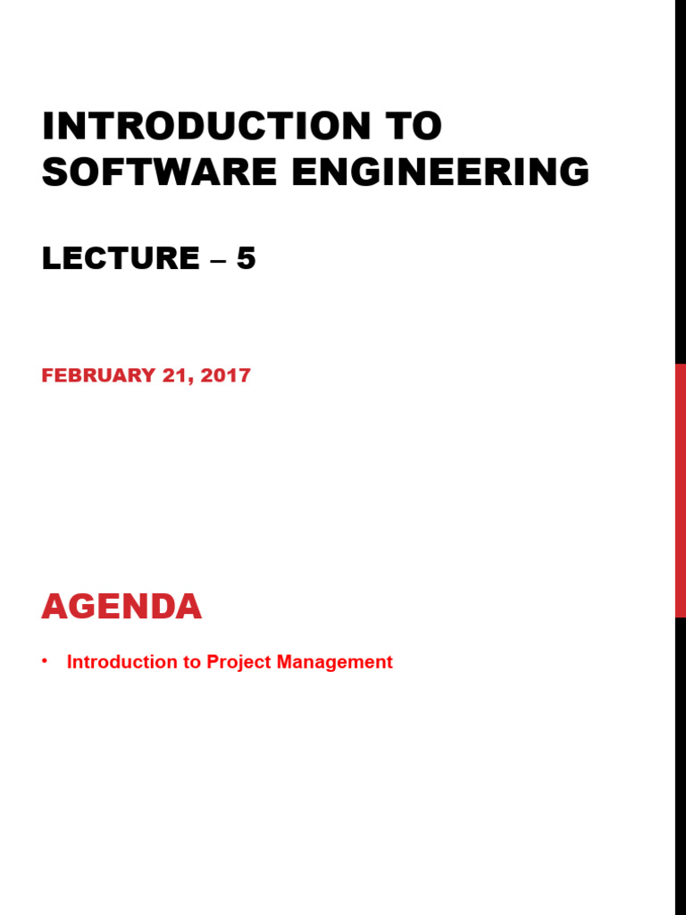 Intro To SE - SP17 - 5 | PDF | Project Management | Systems Engineering