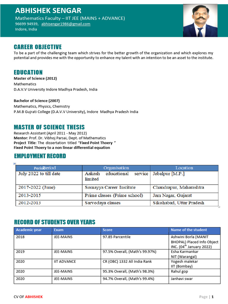 Abhishek CV (1) - 240405 - 205137 | PDF