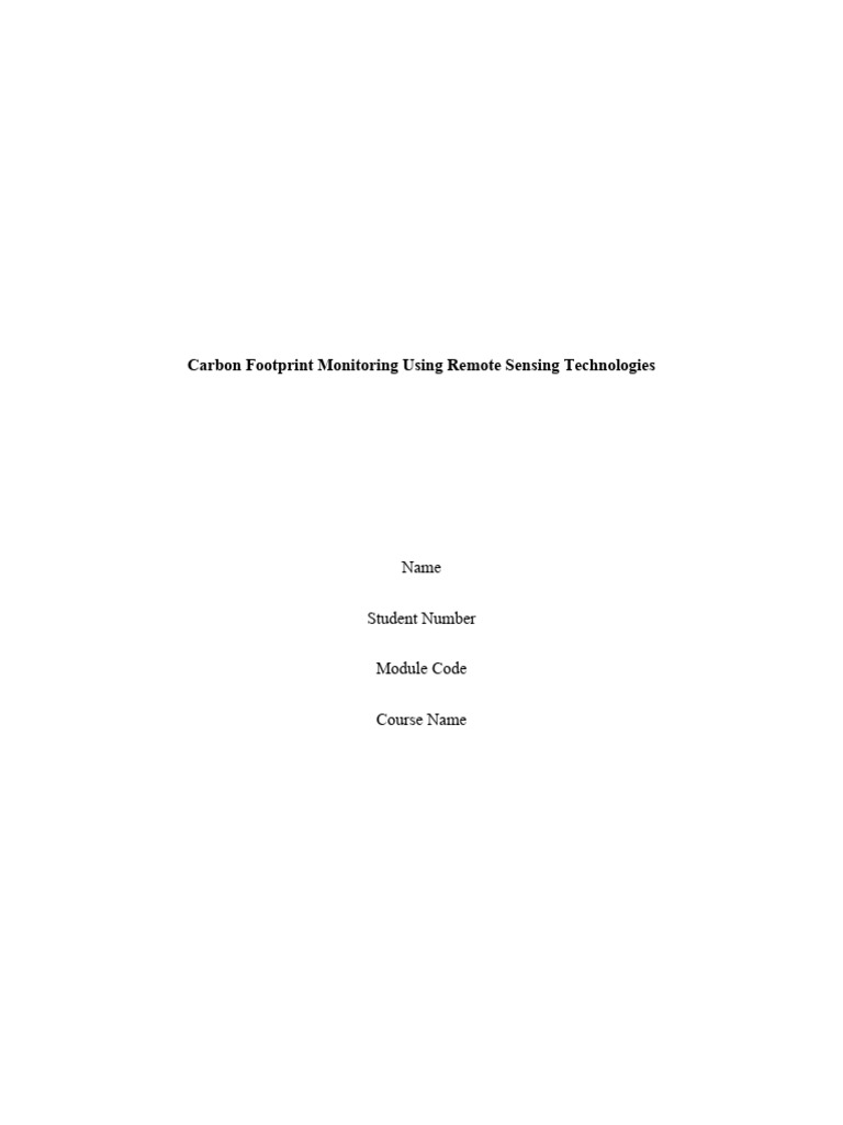 Remote Sensing in Carbon Footprint Monitoring | PDF | Greenhouse Gas ...