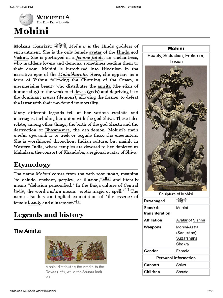 Mohini - Wikipedia | PDF | Vishnu | Indian Religions